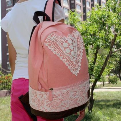 Denim Lace Backpack on Luulla