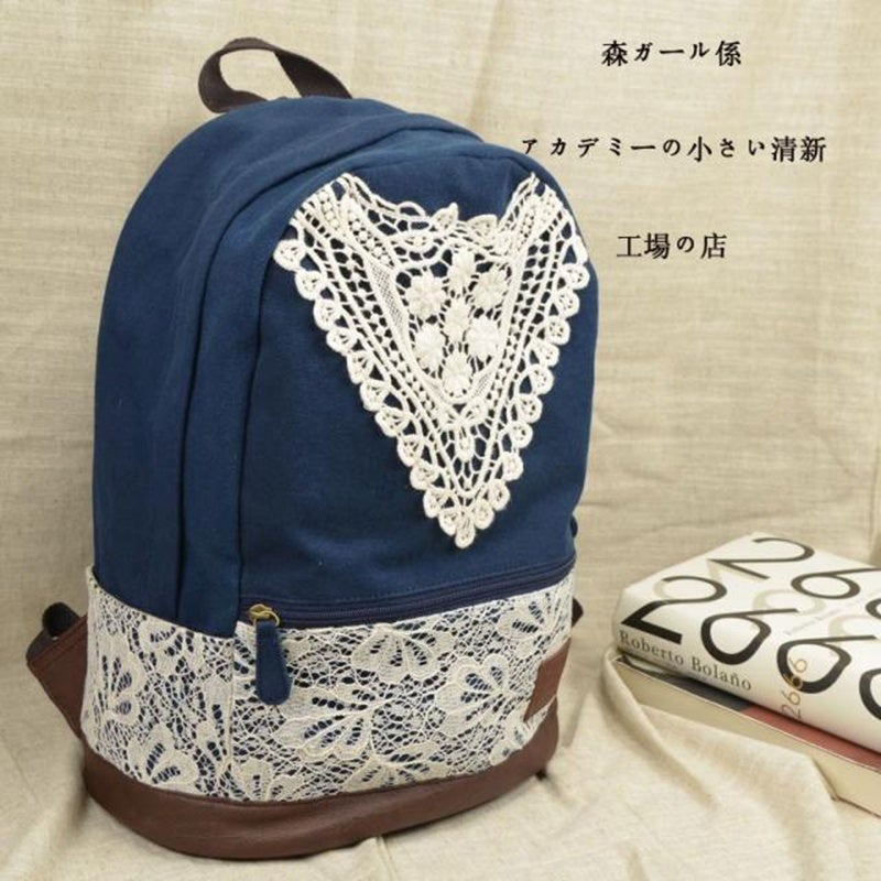 Denim Lace Backpack on Luulla